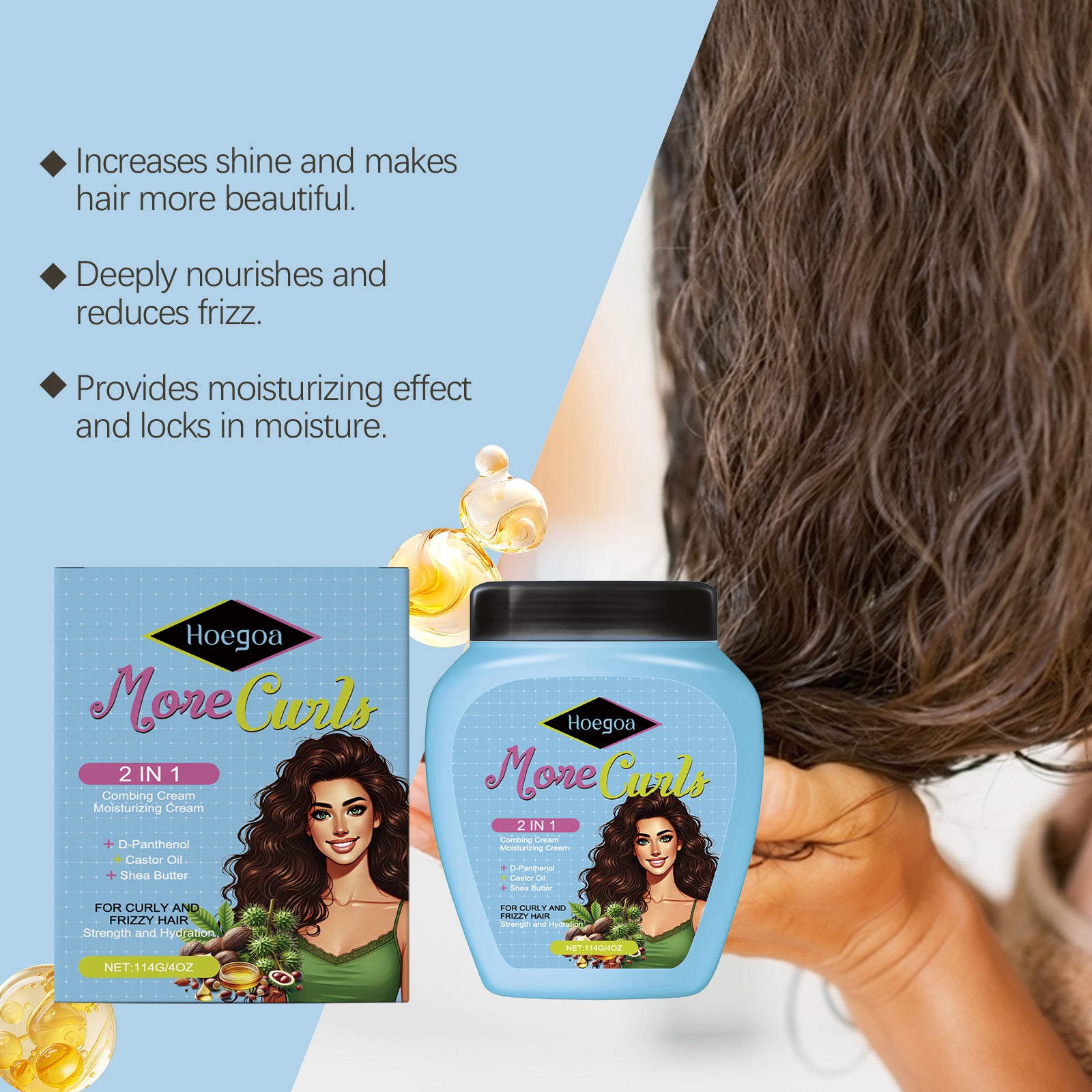 HOEGOA Leave-In Conditioner - Nourishes & Strengthens, 114g Sky Blue ...